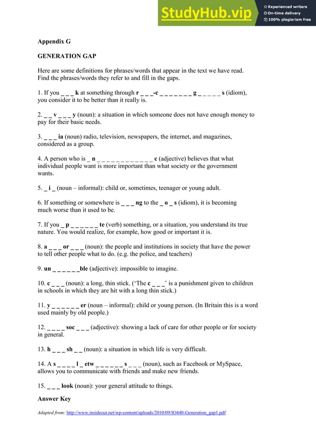 A Task-Based Lesson Plan For Generation Differences | PDF