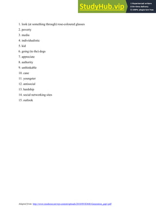 A Task-Based Lesson Plan For Generation Differences | PDF