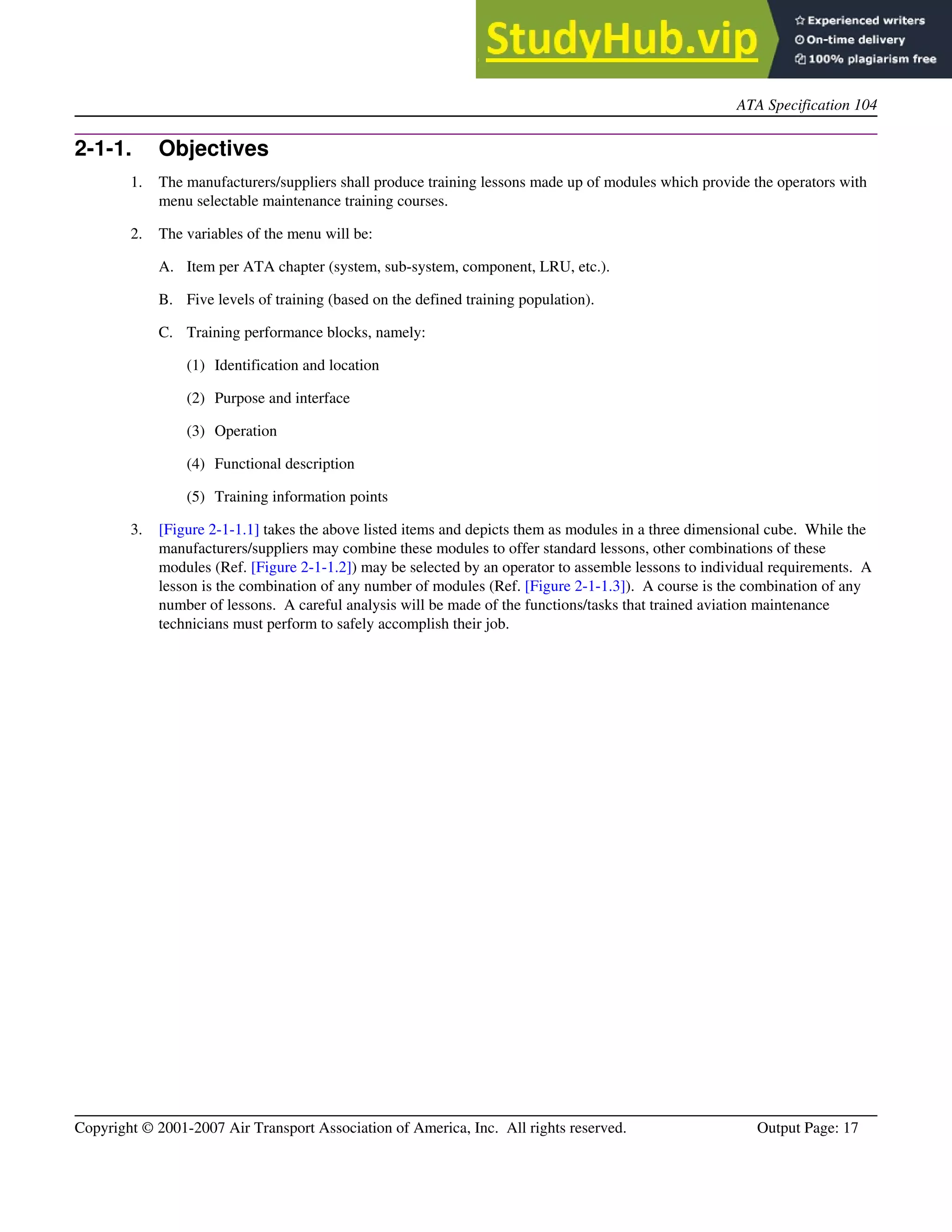 ATA Specification 104 Guidelines For Aircraft Maintenance Training | PDF