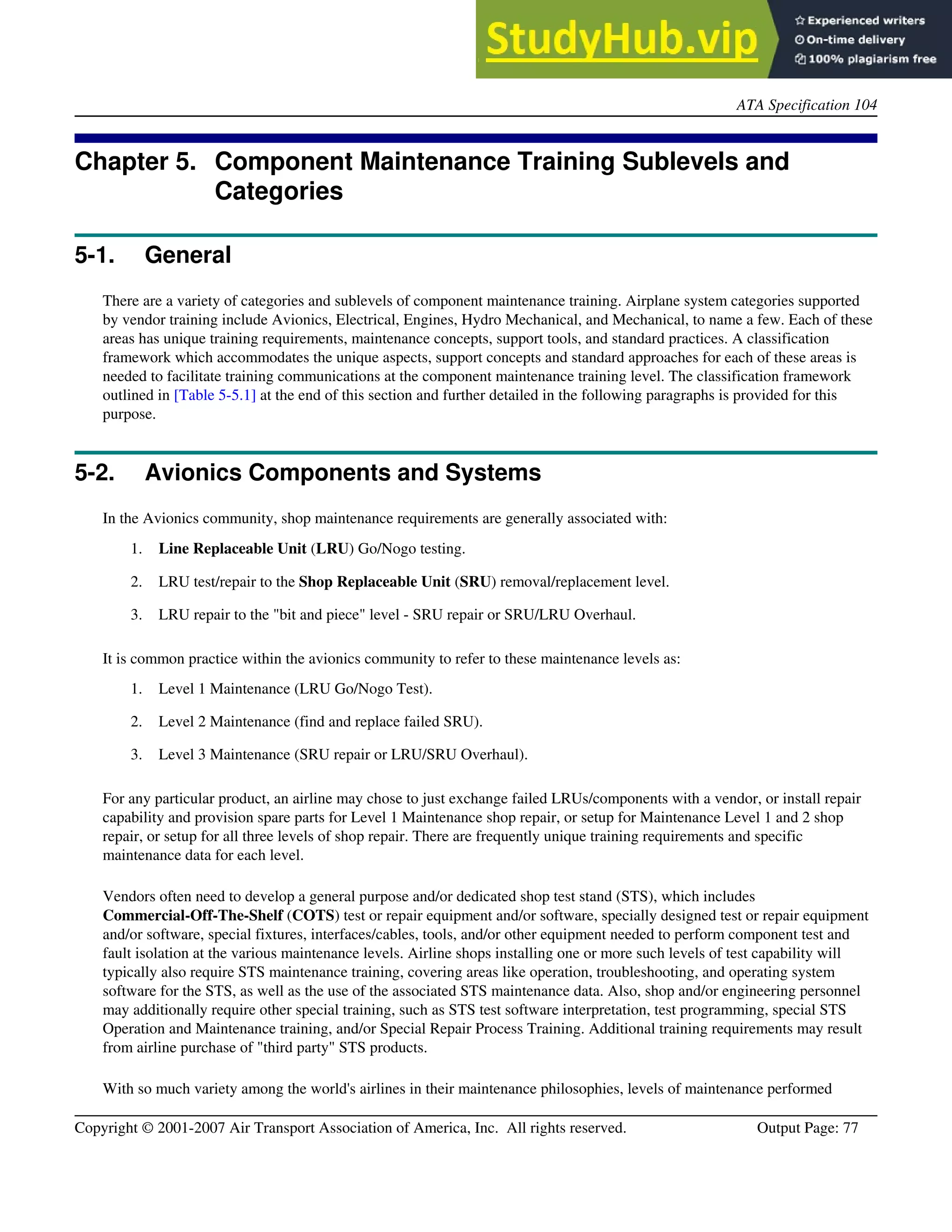 ATA Specification 104 Guidelines For Aircraft Maintenance Training | PDF