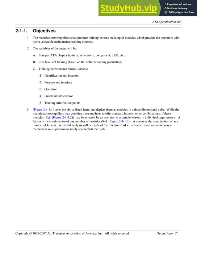 ATA Specification 104 Guidelines For Aircraft Maintenance Training ...