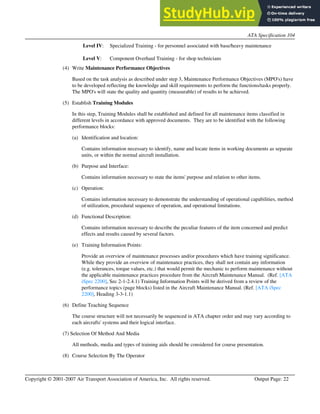ATA Specification 104 Guidelines For Aircraft Maintenance Training | PDF