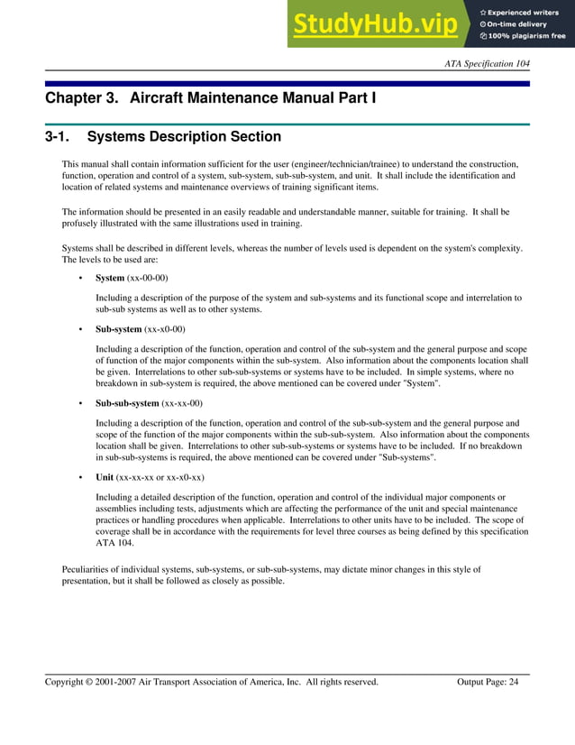 ATA Specification 104 Guidelines For Aircraft Maintenance Training ...