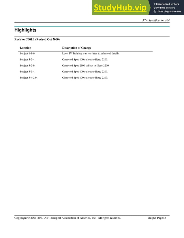 ATA Specification 104 Guidelines For Aircraft Maintenance Training ...