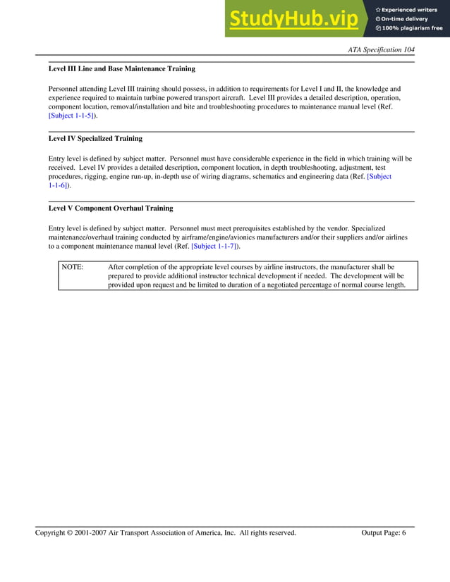 ATA Specification 104 Guidelines For Aircraft Maintenance Training ...