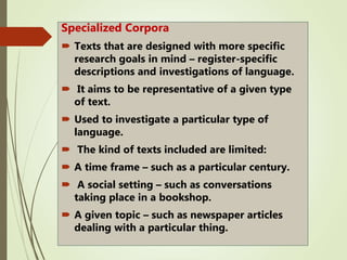 What corpora are available? by David Y. W.D | PPT