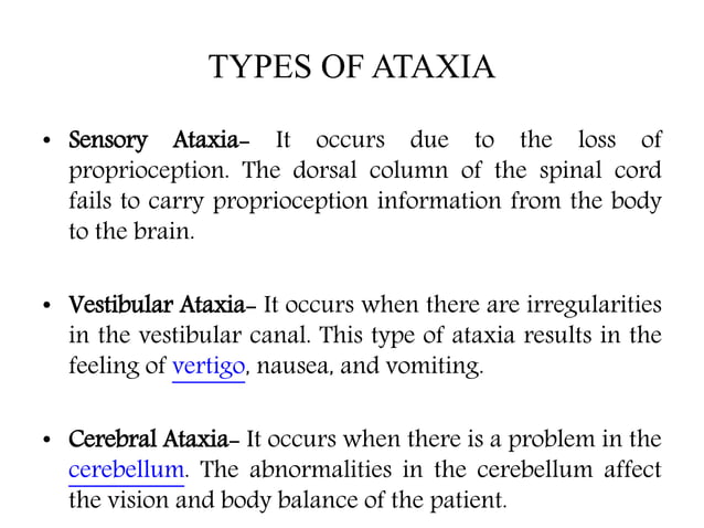 Ataxia : causes, symptoms, diagnosis and treatment | PPTX