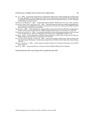 A taxonomy of suffix array construction algorithms | PDF