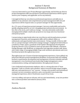 Barrick - Background - Skill Set Summary 2016 | PDF