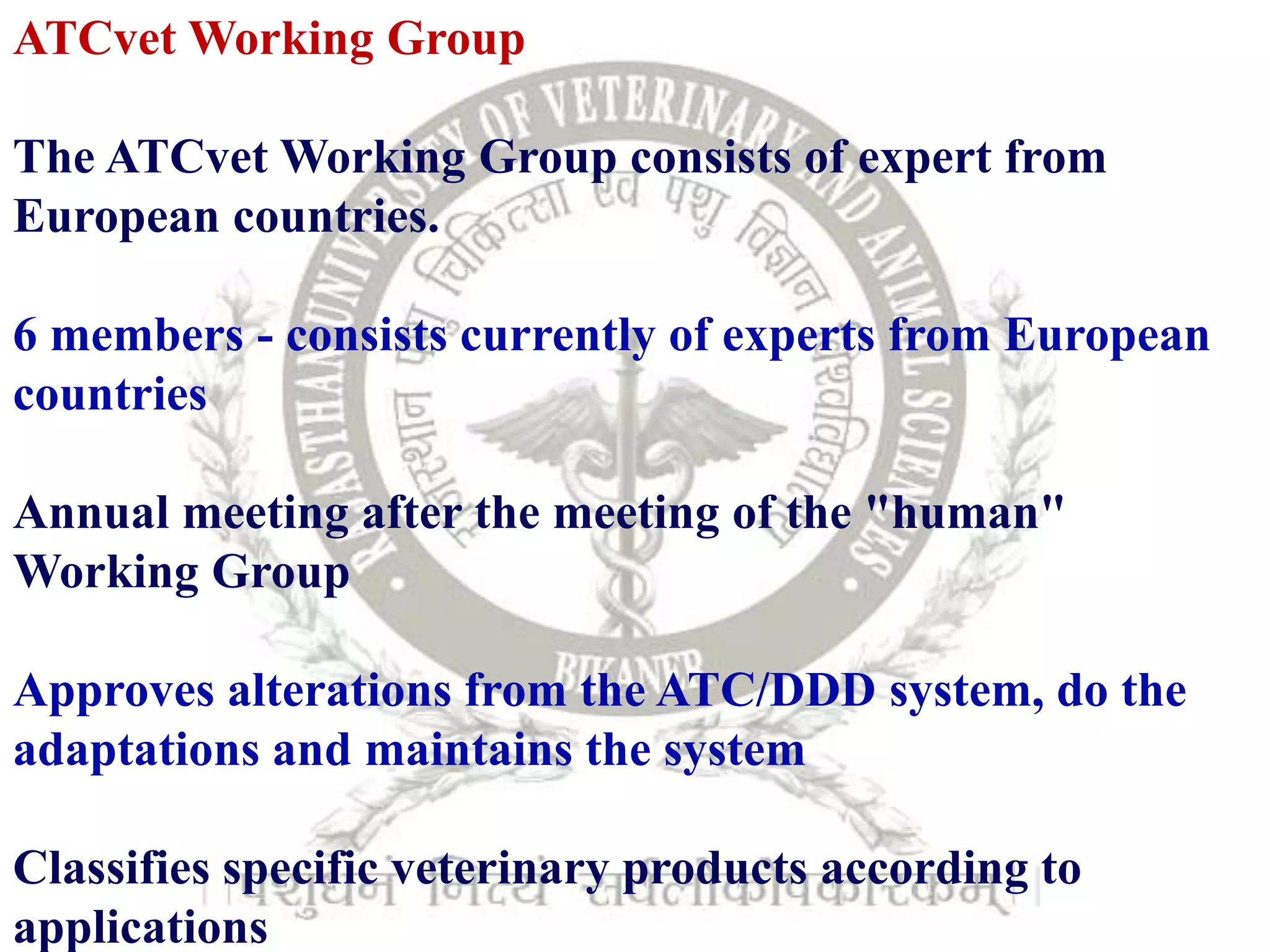 Anatomical Therapeutic Chemical Classification System and Defined Daily ...
