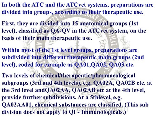 Anatomical Therapeutic Chemical Classification System and Defined Daily ...