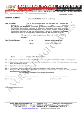 ATC ADDMISSION FORM | PDF