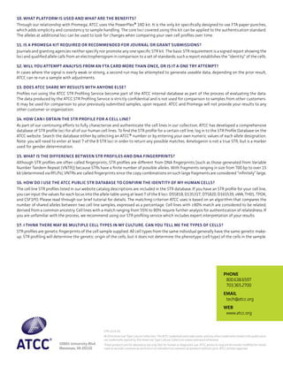 ATCC STR Profiling Cell Authentication FAQ Flyer | PDF