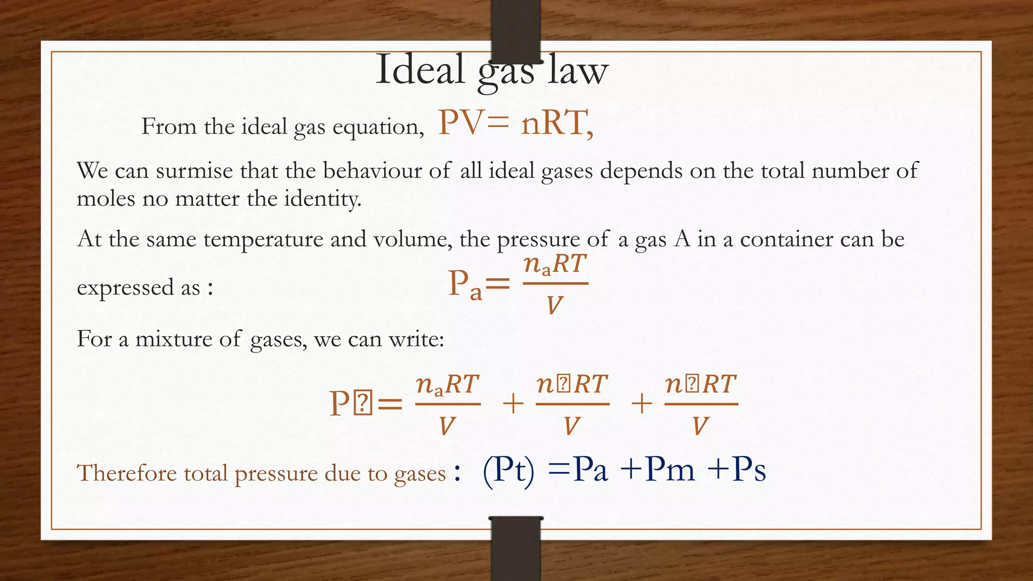 Thermodynamics and combustion Dalton's Law | PPTX