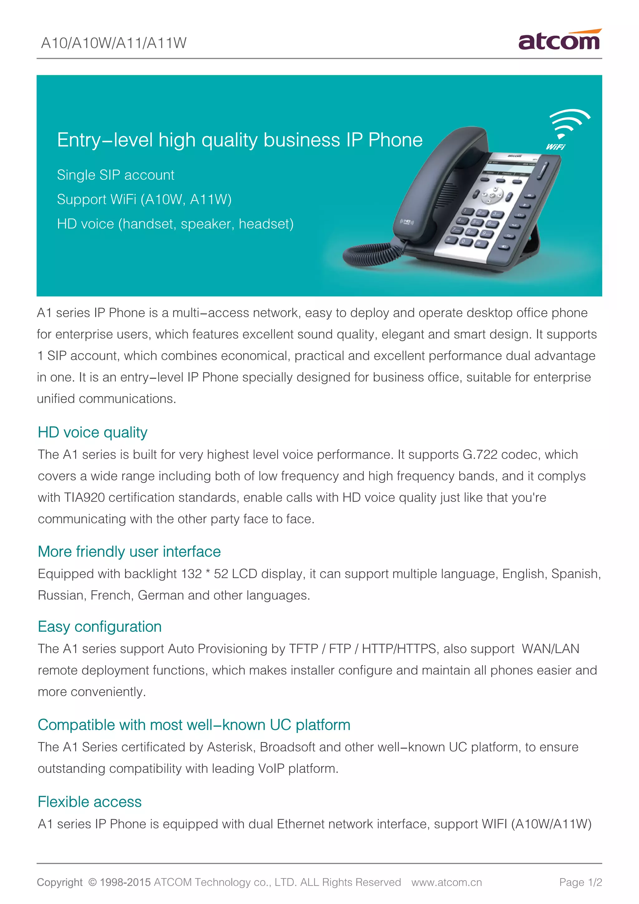 Atcom a11 IP PHONE | PDF