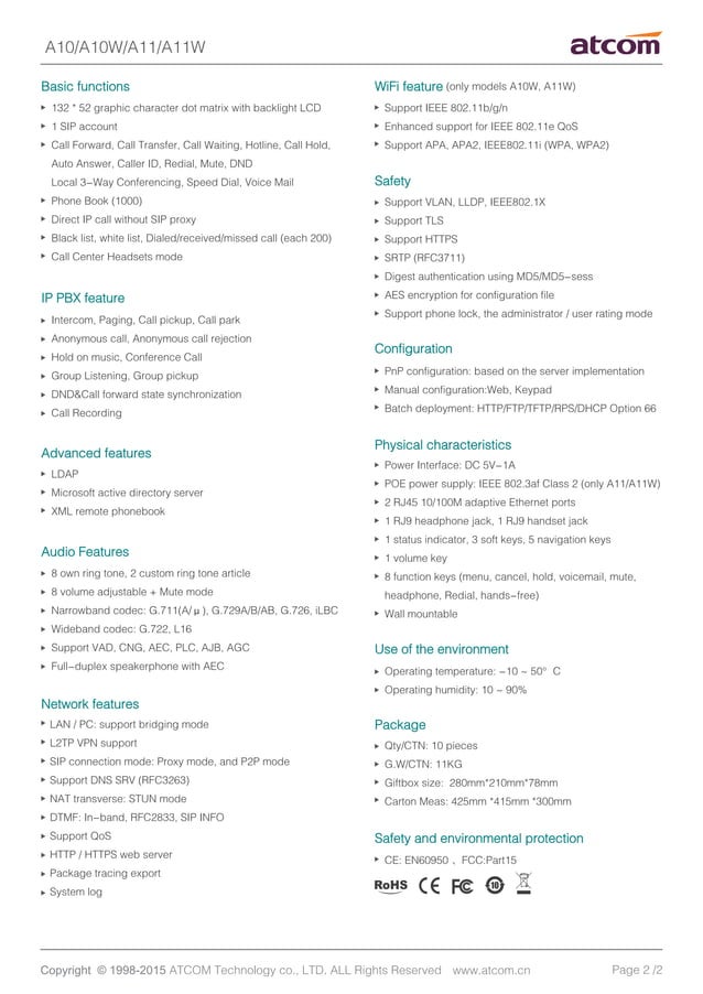 Atcom a11 IP PHONE | PDF