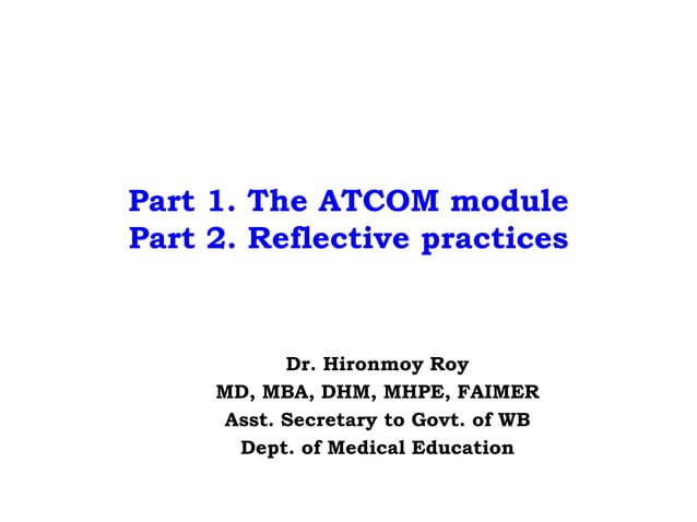 Atcom booklet & reflective practice | PPTX