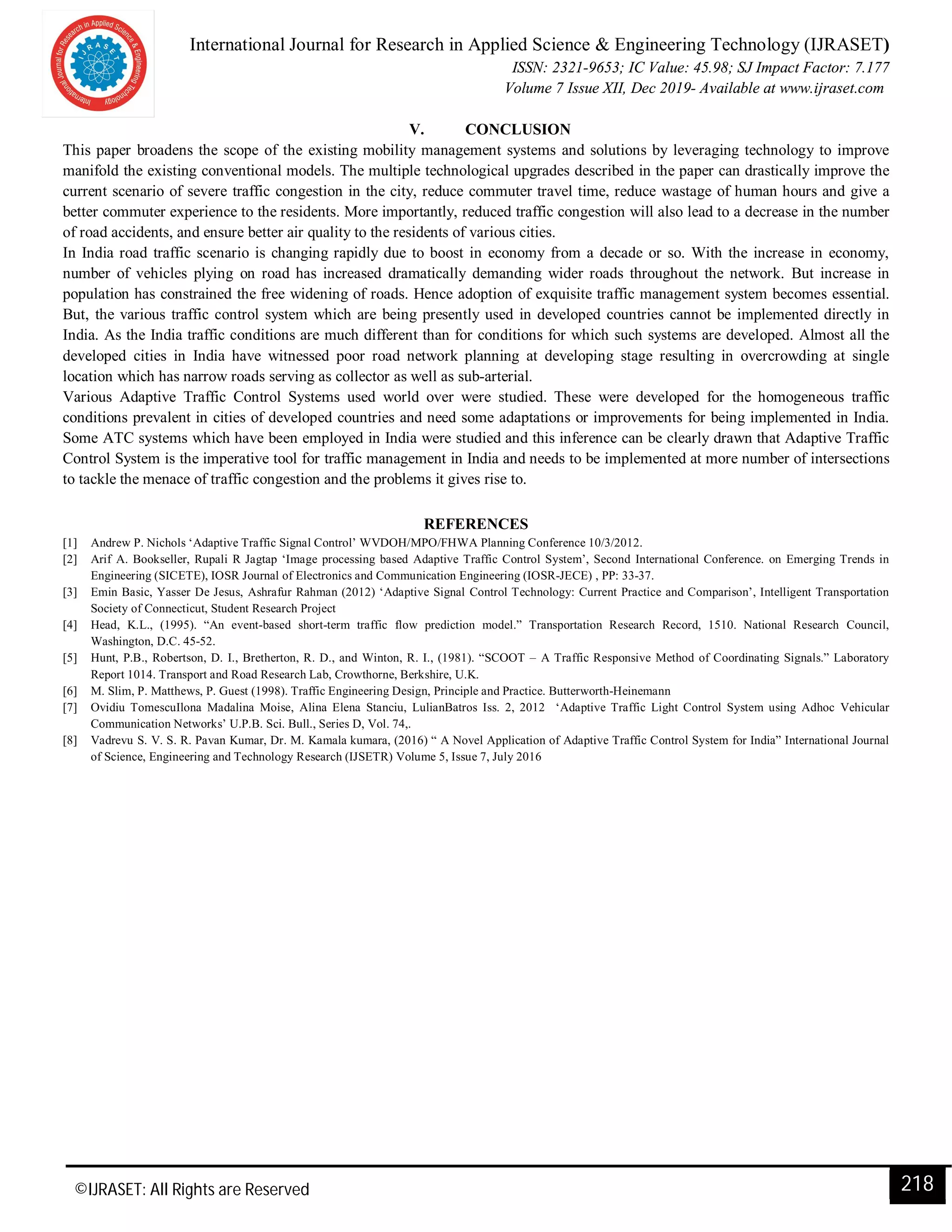 Adaptive Traffic Control System The Smart And Imperative Traffic Monitoring System For India Pdf