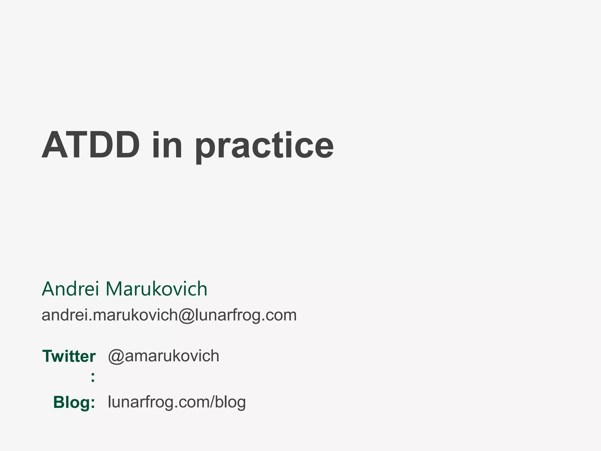 ATDD in practice | PPT
