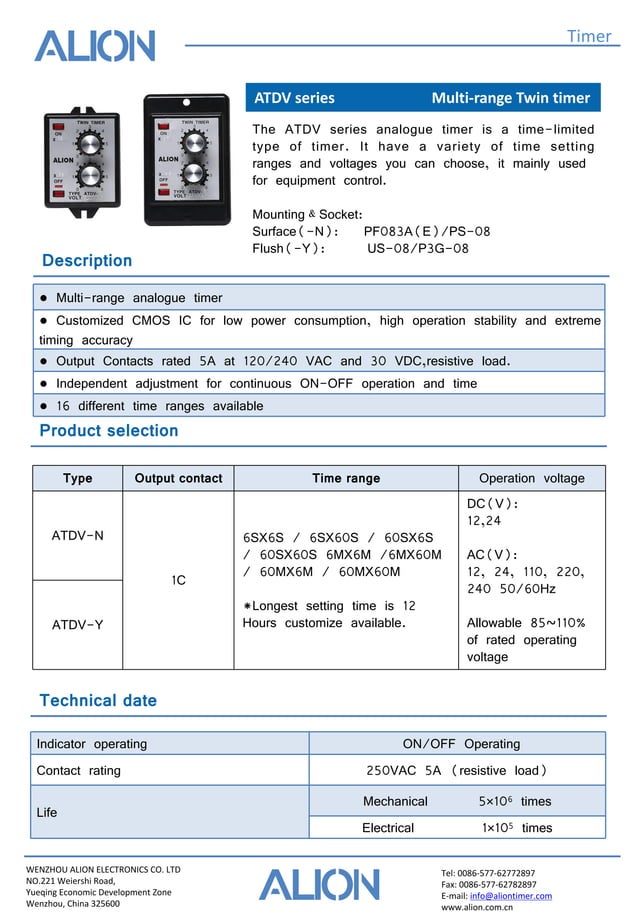 ATDV series multi range analogue timer relay | PDF