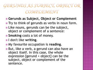 GERUND AND GERUND PHRASES | PPTX