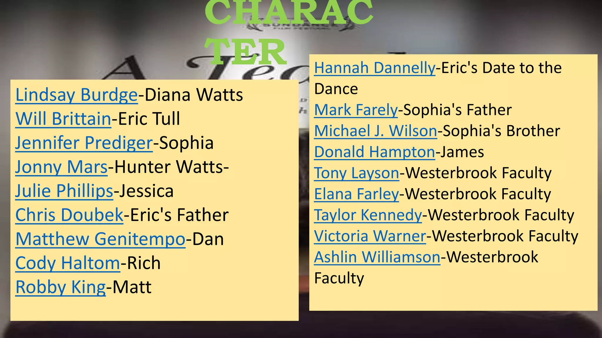 A TEACHER MOVIE SUMMARY AND CHARACTER | PPTX