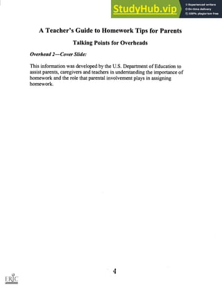 A Teacher S Guide To Homework Tips For Parents Talking Points For ...