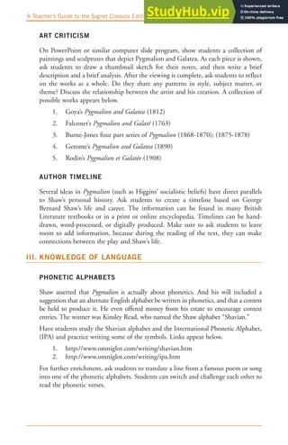 A TEACHER S GUIDE TO THE SIGNET CLASSICS EDITION OF PYGMALION | PDF