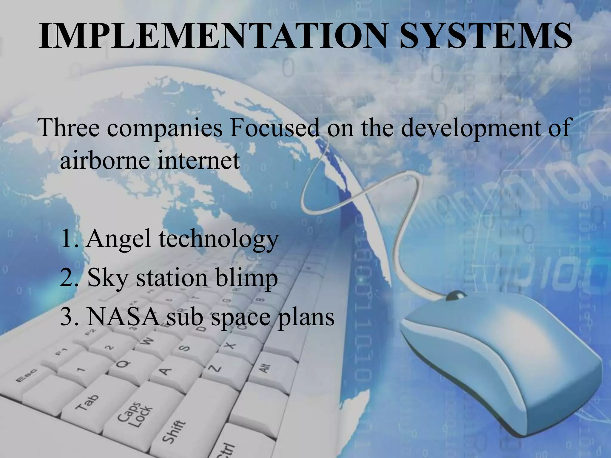 A technical seminar on air borne internet | PPT