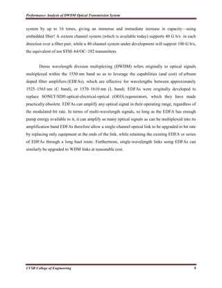 Dense wavelength division multiplexing.... | DOCX | Computer Networking | Computing