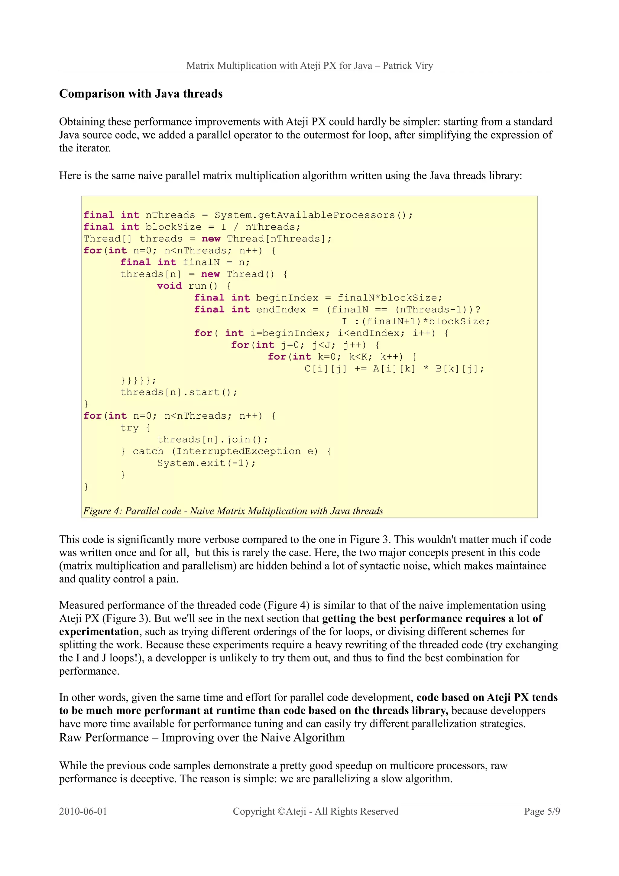 Matrix Multiplication with Ateji PX for Java | PDF