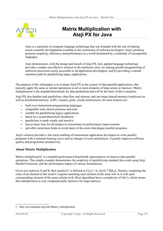 Matrix Multiplication with Ateji PX for Java | PDF