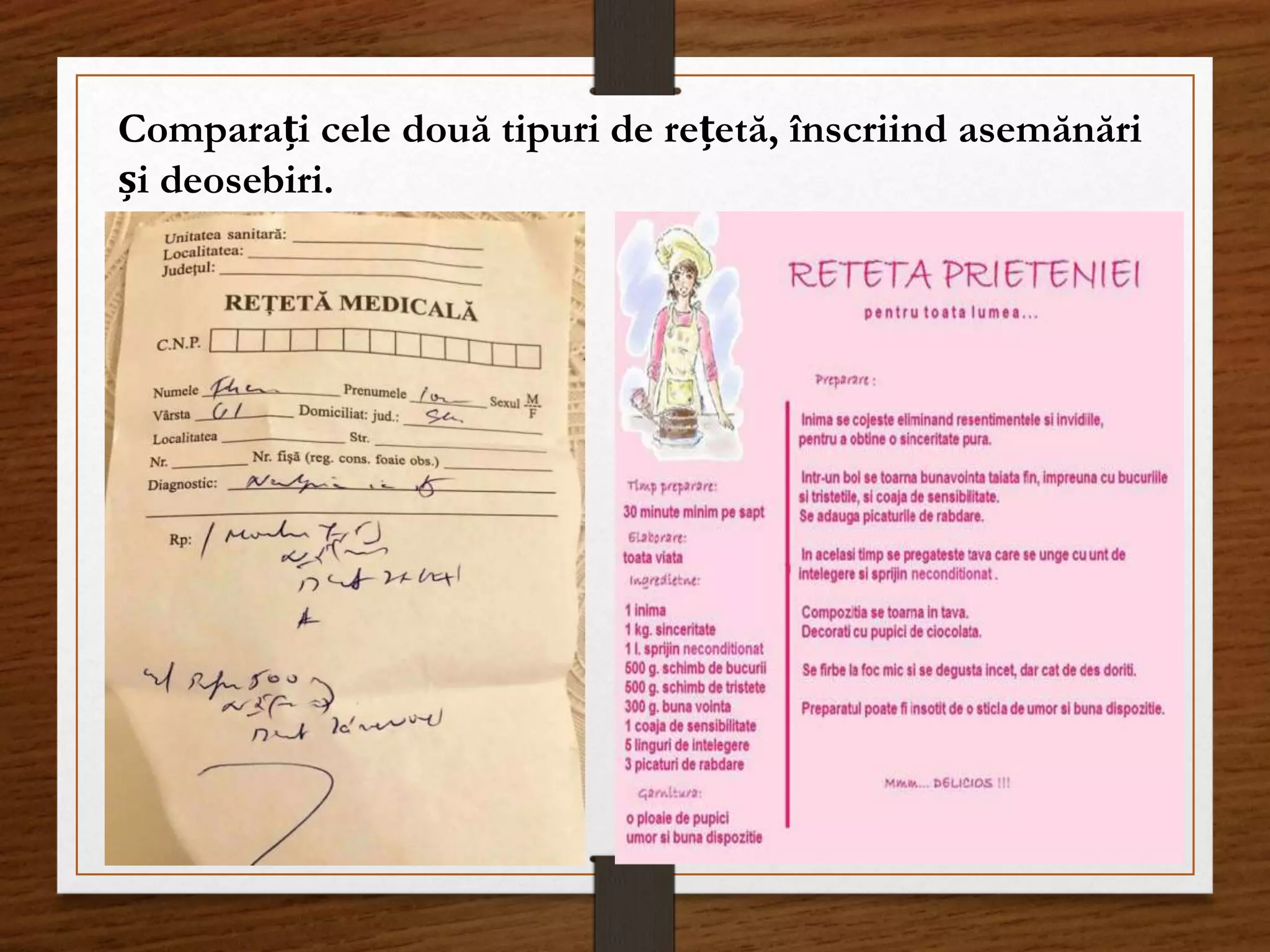 Textul nonliterar.Rețete | PPTX