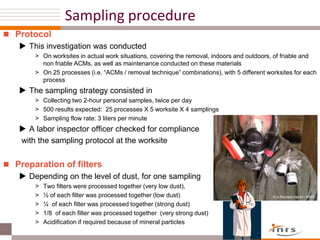 Asbestos exposure measurement investigation using Analytical ...