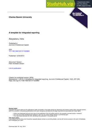 A Template For Integrated Reporting | PDF