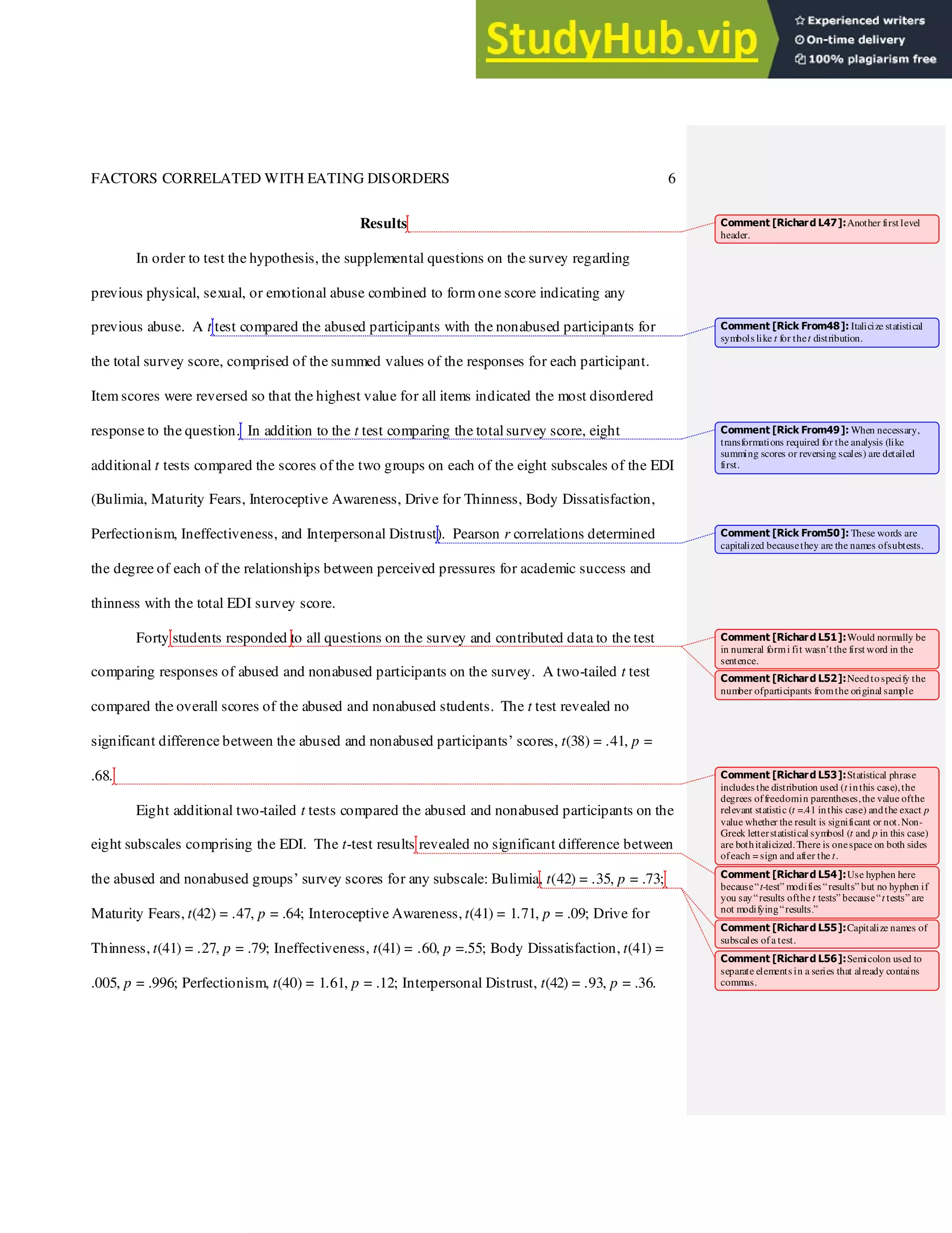 A Template Paper With Comments For Illustrating The 6 Th Edition Of APA ...