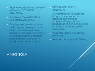 Atención de enfermeria durante la administración de la anestesia | PPTX