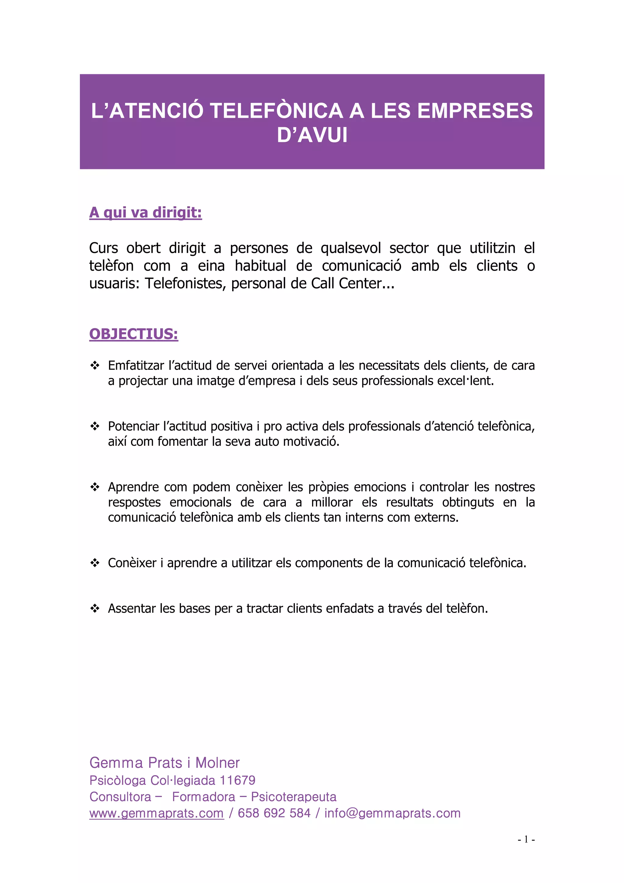 Atenció telefònica obert | PDF