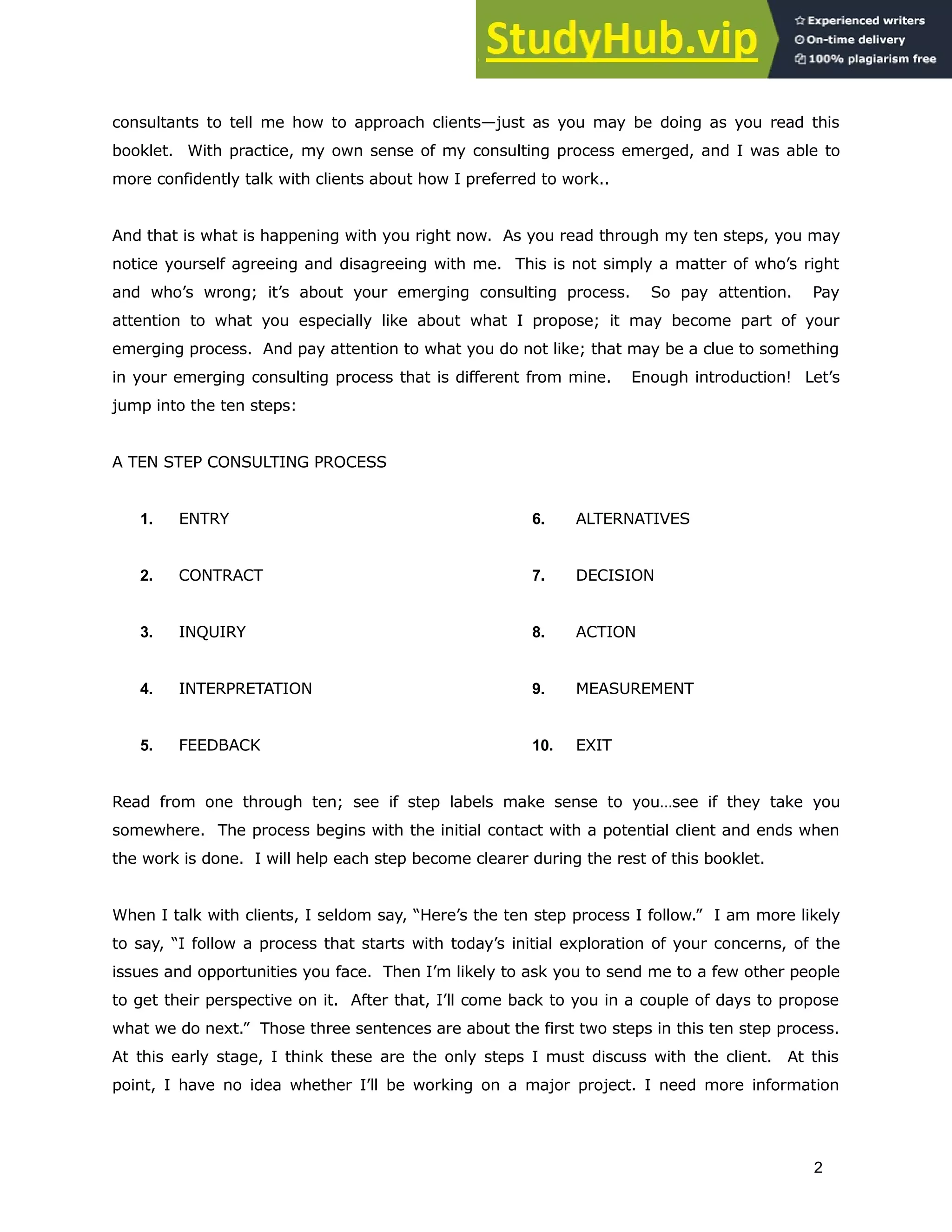 A TEN STEP CONSULTING PROCESS | PDF