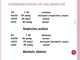 ATERIAL BLOOD GASES analysis and interpretations | PPT | First Aid ...