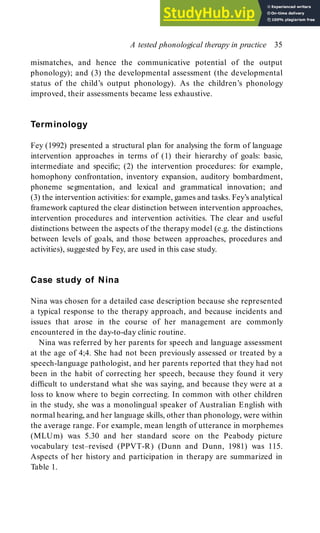 A Tested Phonological Therapy In Practice | PDF
