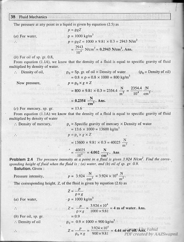 A text book of fluid mechanics and hydraulic machines dr. r. k. bansal ...