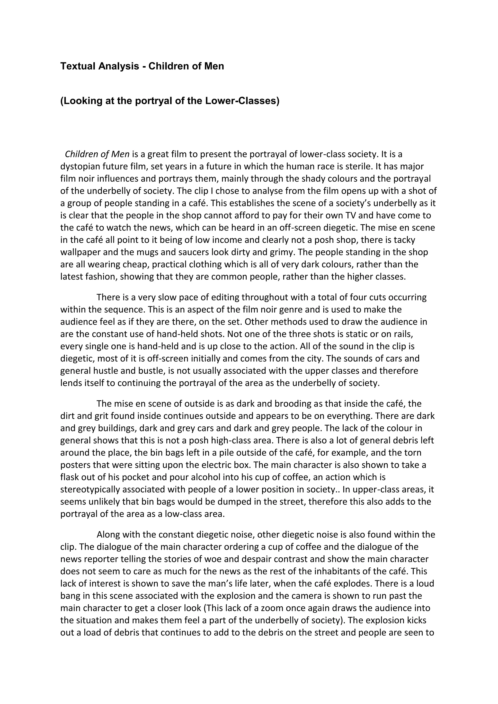 A Textual Analysis Of Children Of Men | DOCX | Documentary | Genres