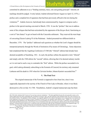 A Textual History Of The Development Of The Formula Of Concord | PDF