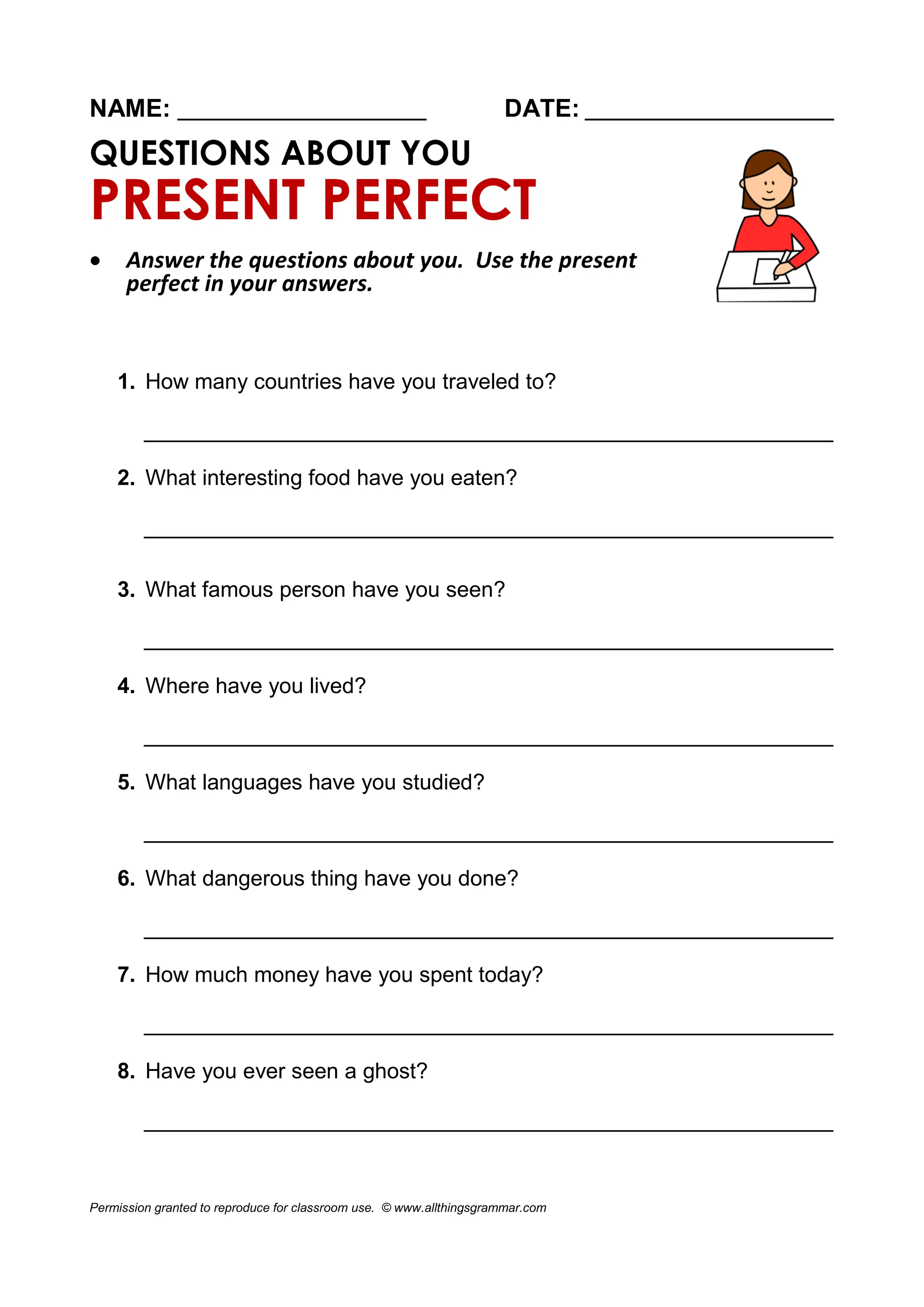 Answer sheet to easy present perfect wprksheet | PDF