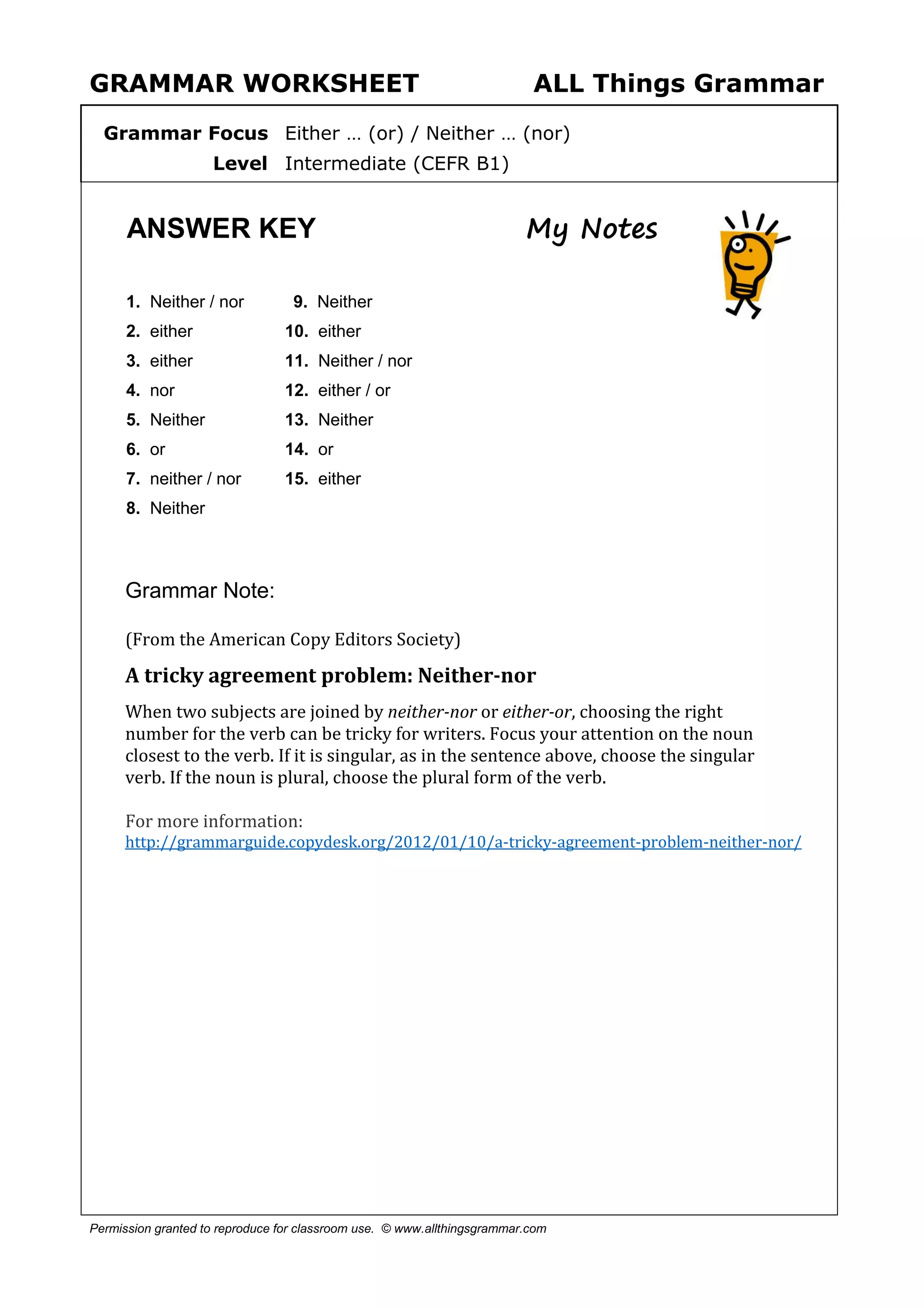 Atg worksheet-eitheror-neithernor | PDF
