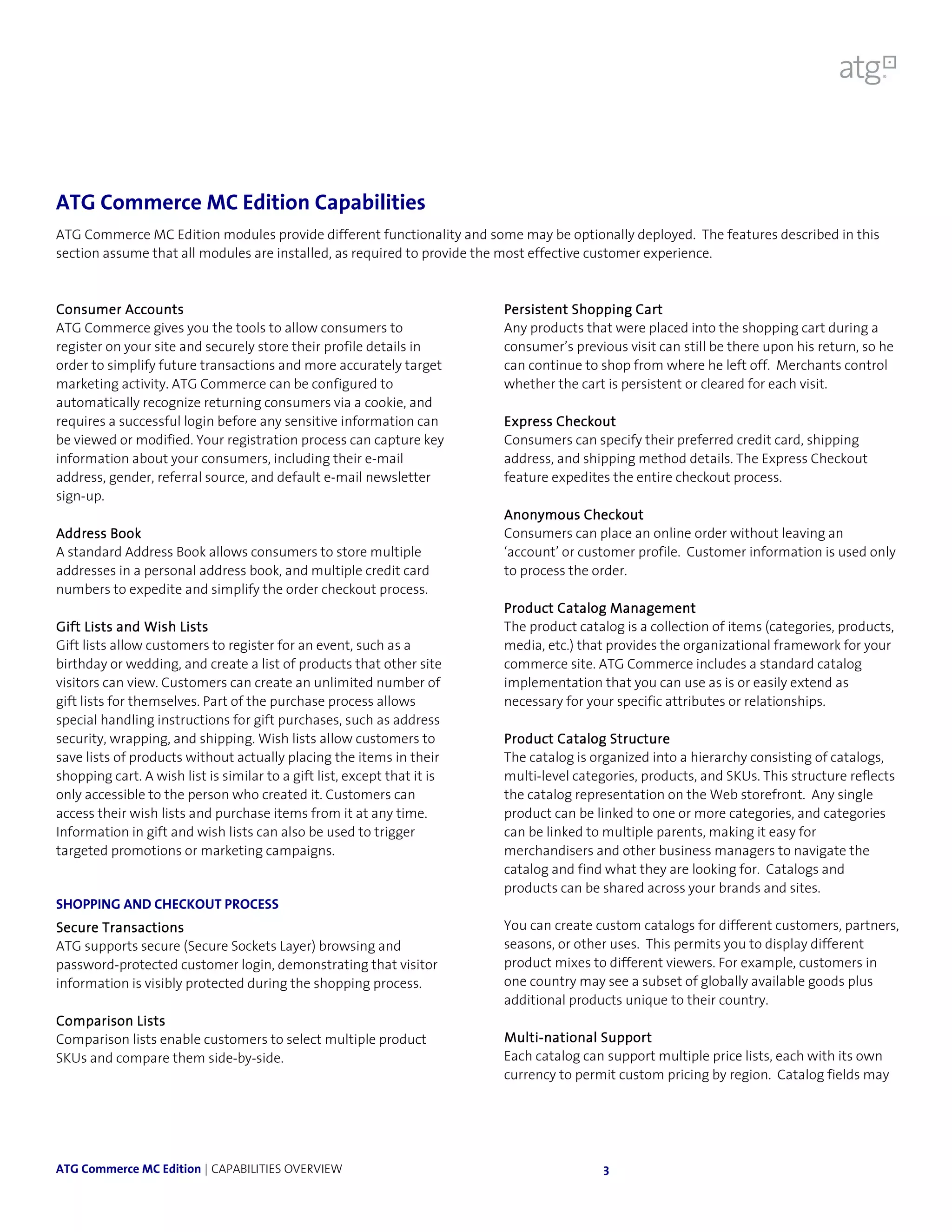 ATG Commerce: Full Capabilities Overview | PDF
