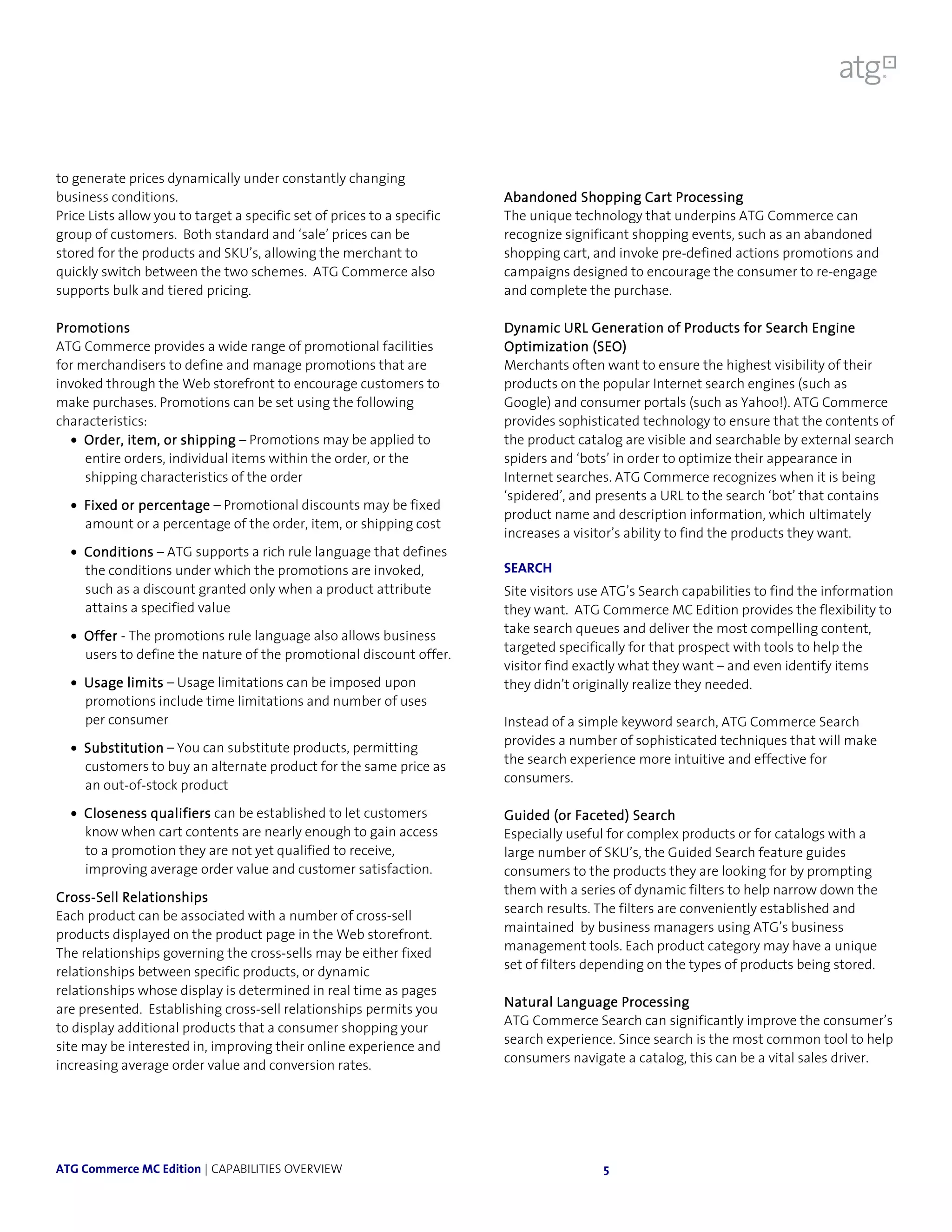 ATG Commerce: Full Capabilities Overview | PDF
