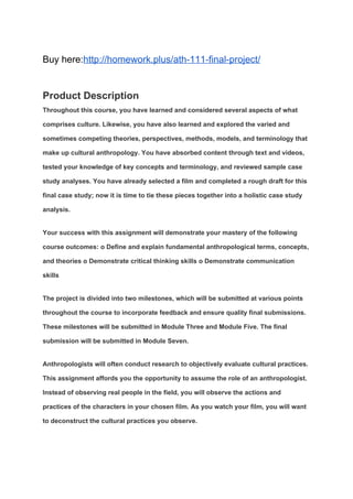 ATH 111 Final Project | PDF