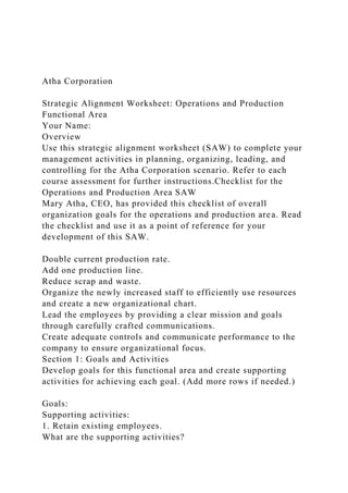 Atha CorporationStrategic Alignment Worksheet Operations an.docx